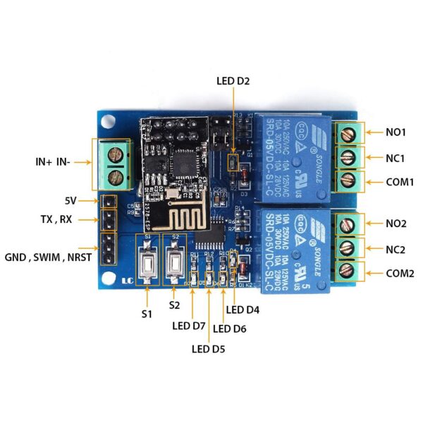 ESP8266 ESP-01 12V 2, Channels WiFi Relay, Module Things Smart, Home Remote Control, Switch ...