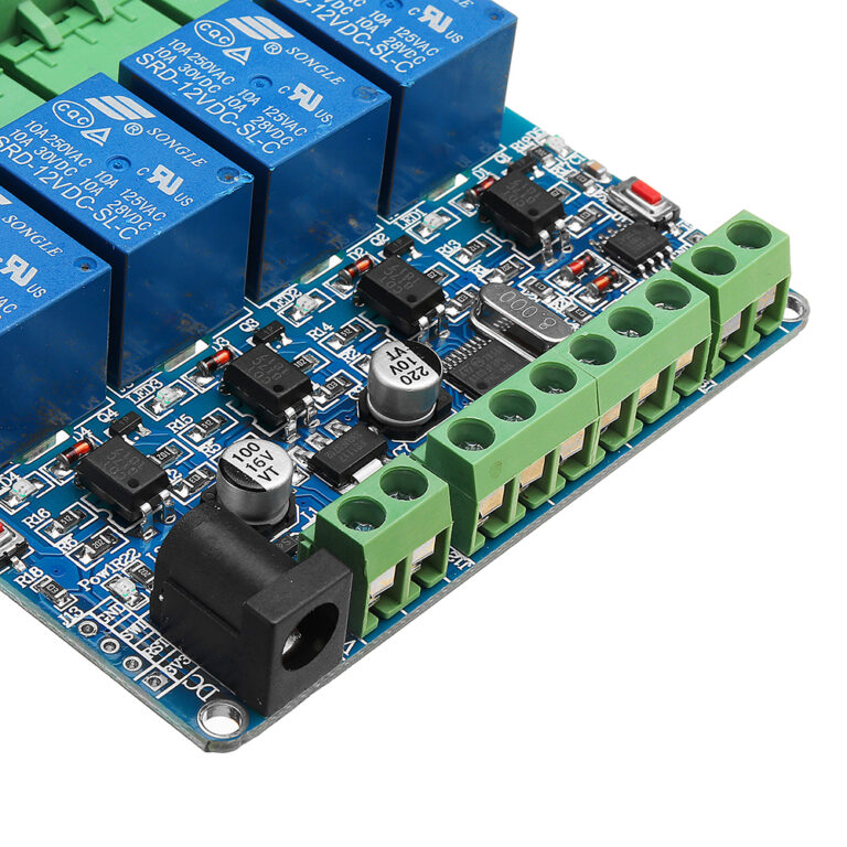 12V Modbus RTU 4, Channels Relay Module, Input Optocoupler, Isolation RS485 MCU for, Arduino ...