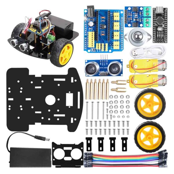 2WD Ultrasonic Obstacle Avoidance Car Kit with Programming Code For Kids – ZYC0055 – RoboticsDNA