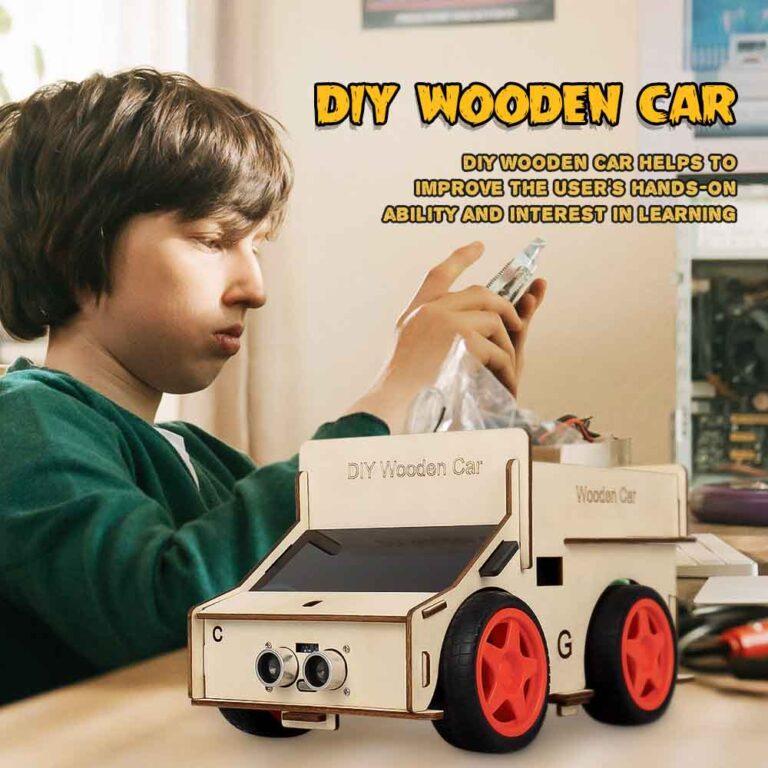 4WD Obstacle Avoiding Wooden Smart Robot Car Kit with Programming Code For Kids – RoboticsDNA