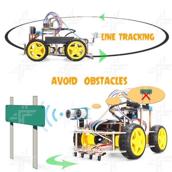 4WD Smart Obstacle Avoidance Bluetooth Robot Car Kit with Programming Code ZYC0069 – RoboticsDNA