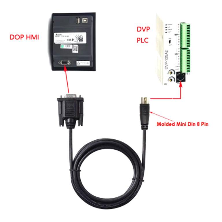 Rs232 Db9 Male To Mini Din 8p Serial Cable For Connecting Delta Dvp Series Plc To Dop Series Hmi